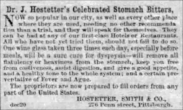 Jacob & David Hostetter – Dr. J. Hostetter’s Celebrated Stomach Bitters ...